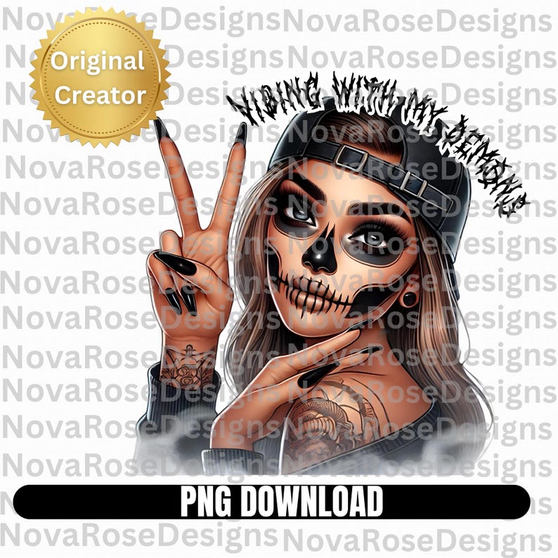Vibing With My Demons Png, Skeleton Png, Goth Girl Png, Shirt ...