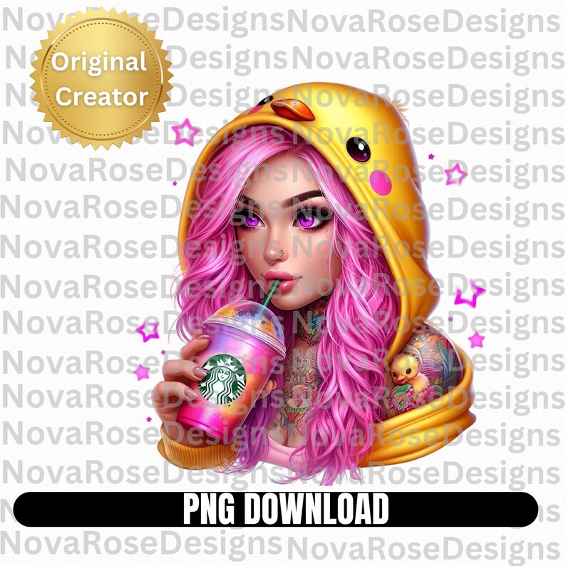 Yellow Duck Girl Png, Vibrant Colors Png, Coffee Lovers Png, Shirt ...