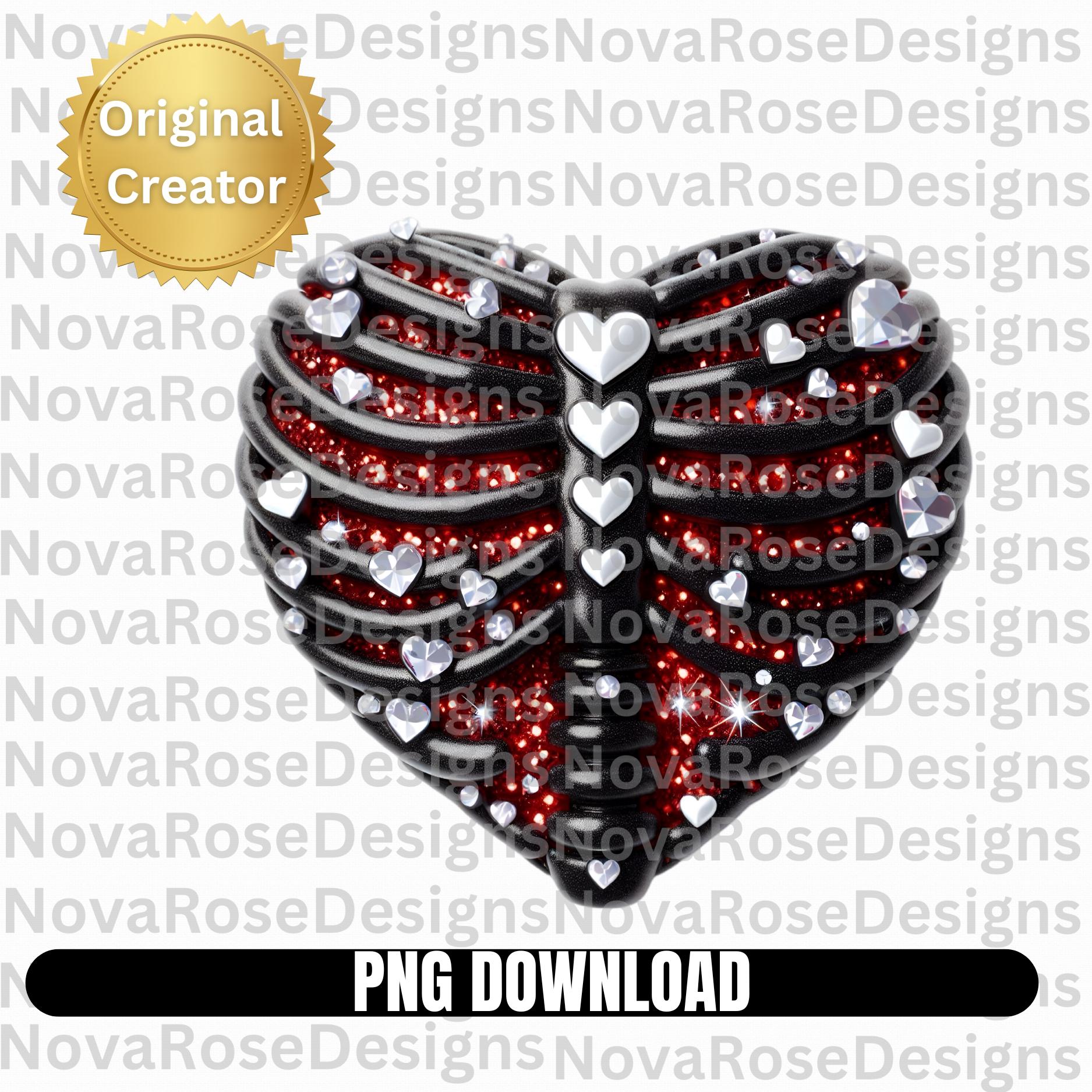 Diamond Black Rib Cage Heart Png, Black Ribs Faux Glitter Png ...