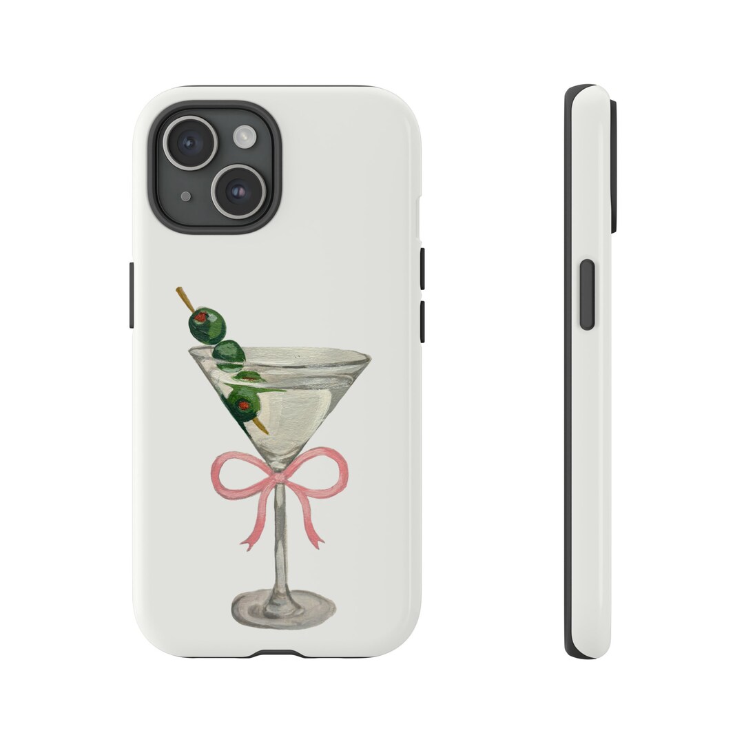 Coquette Martini Bow Hand Painted Tough Phone Case | iPhone 17/16/15/14 ...