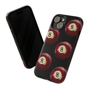Red Eight Ball Hand Painted Tough Phone Case | iPhone 16/15/14/13/12/11 ...