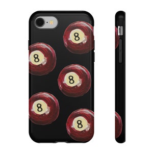 Red Eight Ball Hand Painted Tough Phone Case | iPhone 16/15/14/13/12/11 ...