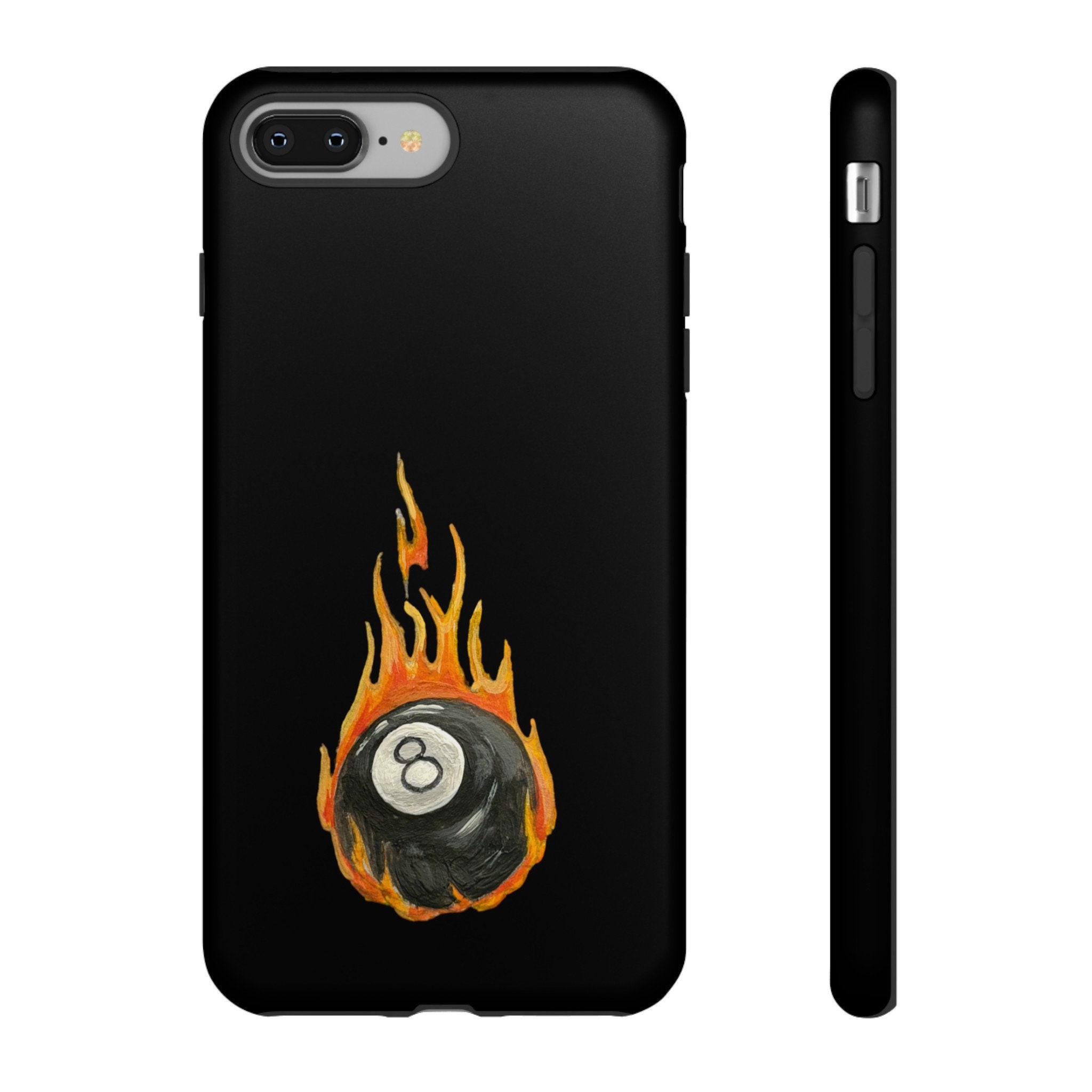 8 Ball on Fire Hand Painted Tough Phone Case iPhone 15/14/13/12/11 Pro ...