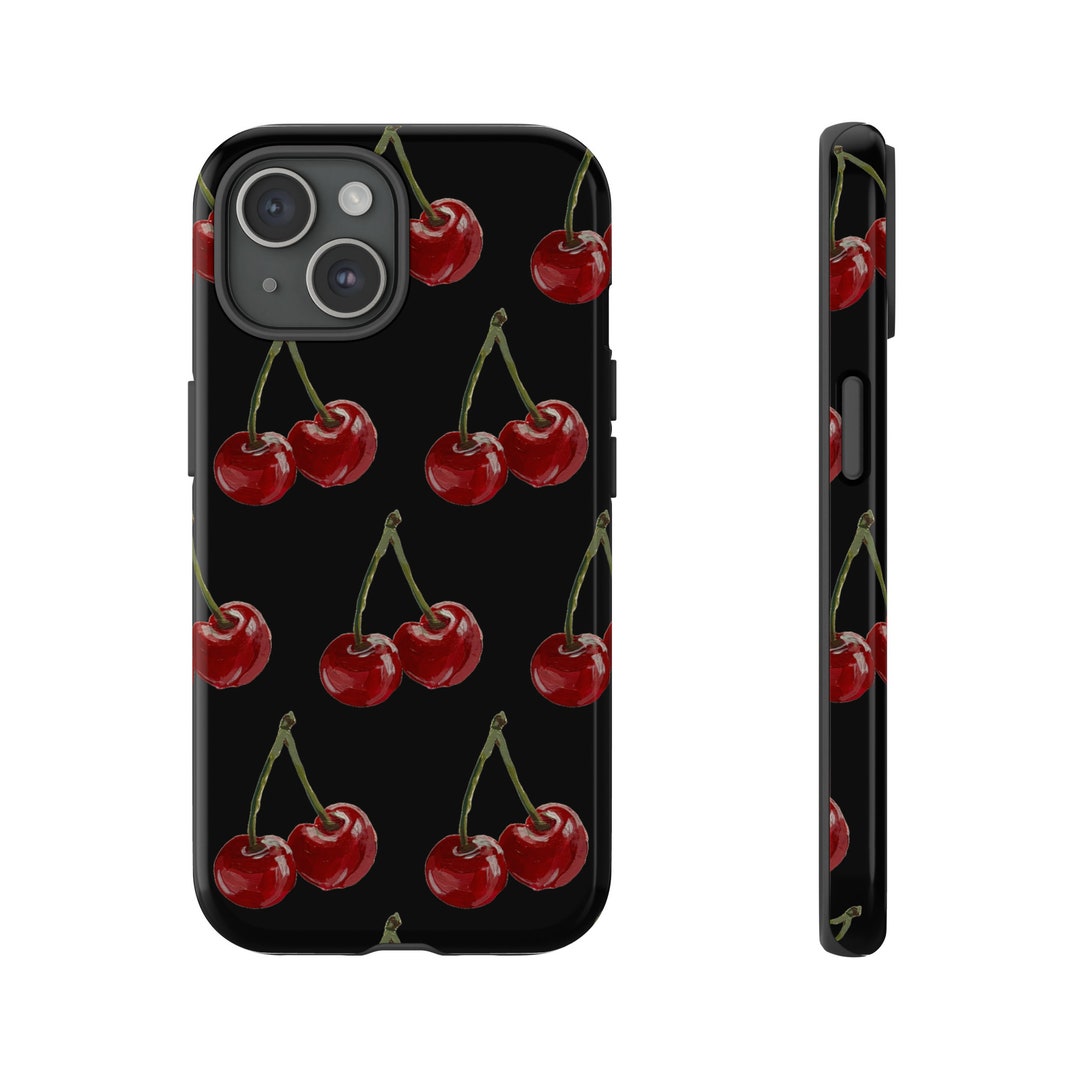 Cherry Hand Painted Tough Phone Case | iPhone 16 Case 15/14/13/12/11 ...