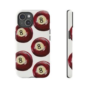 Red Eight Ball Hand Painted Tough Phone Case iPhone 15/14/13/12/11 Pro ...