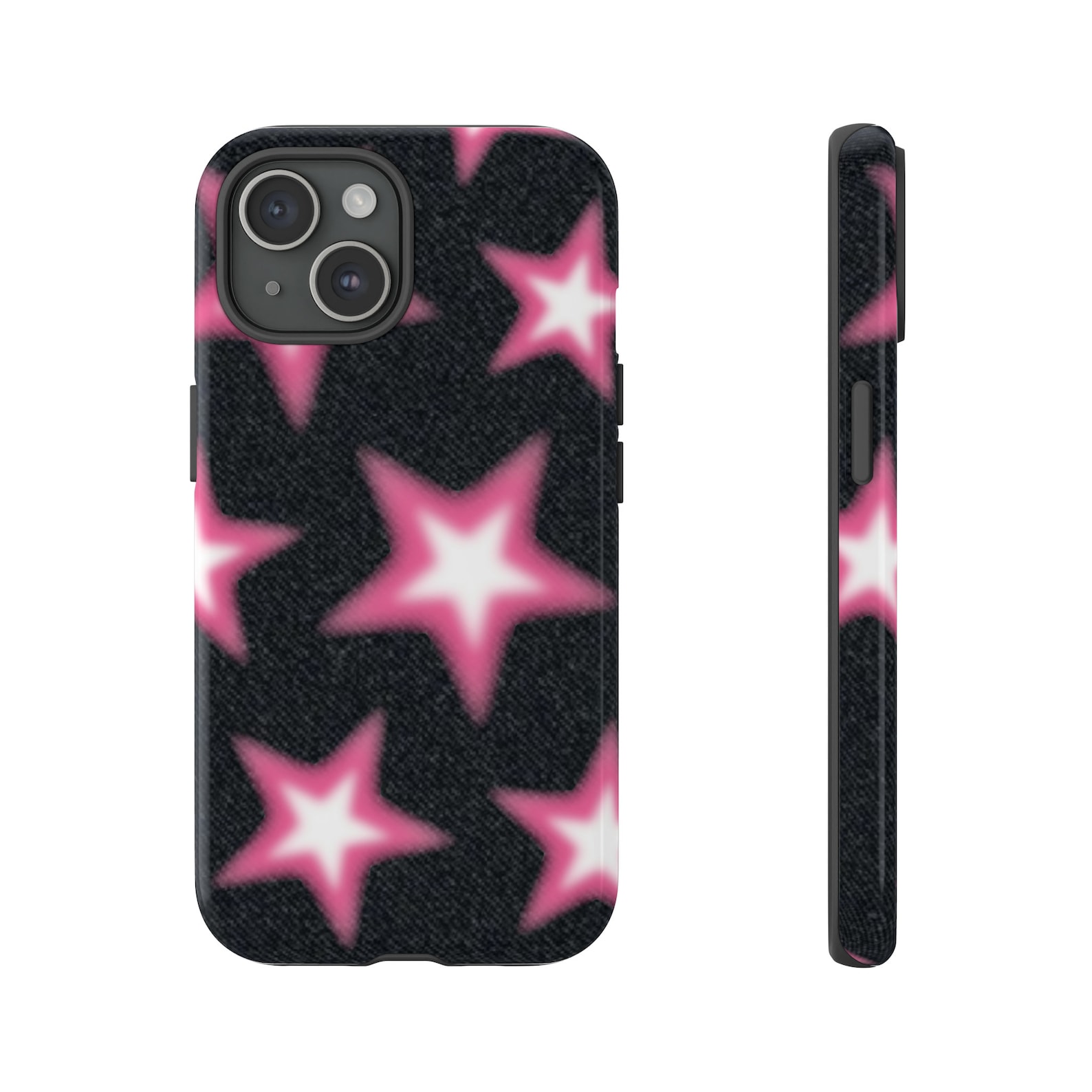 Pink Star Aura Tough Phone Case in Black iPhone 15/14/13/12/11 Pro Max ...