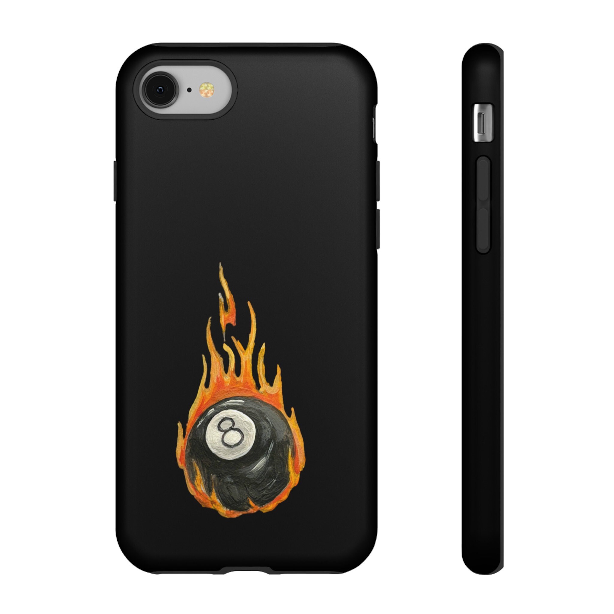 8 Ball on Fire Hand Painted Tough Phone Case iPhone 15/14/13/12/11 Pro ...