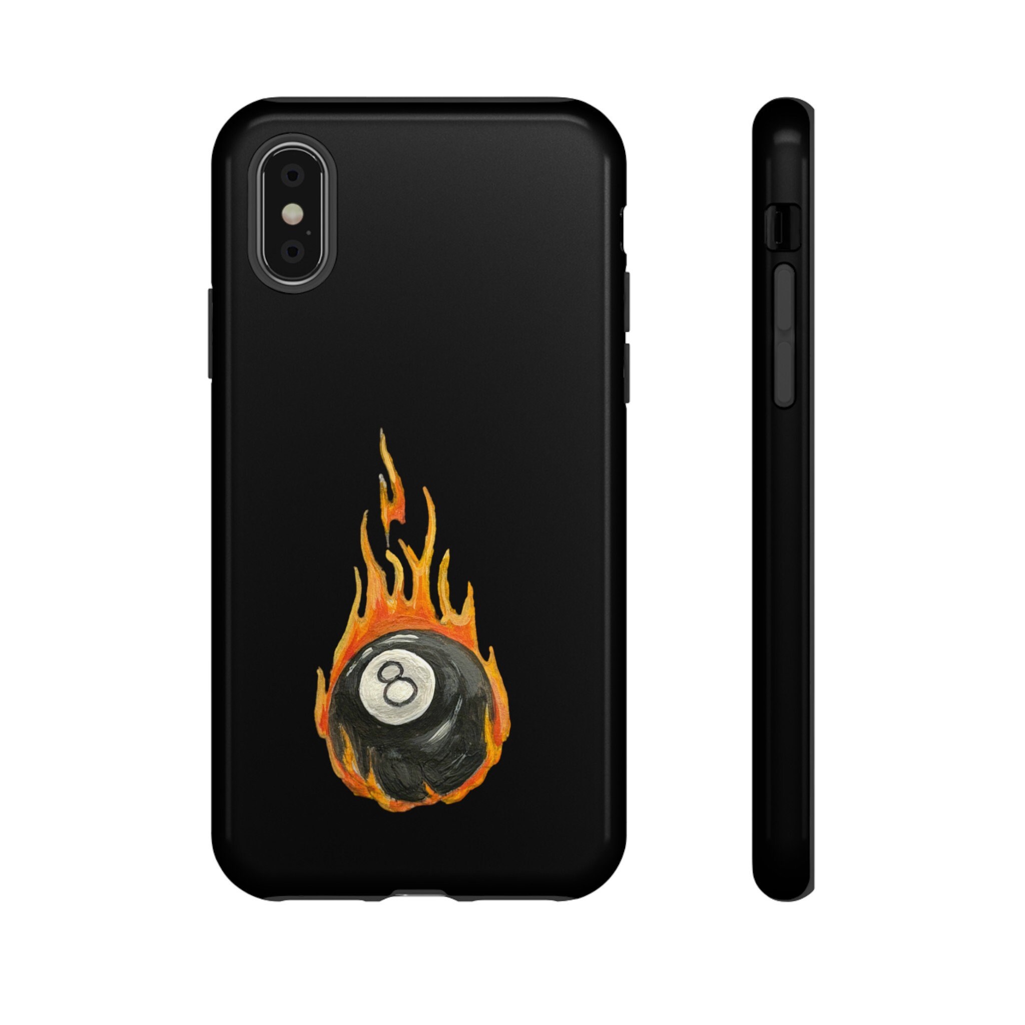 8 Ball on Fire Hand Painted Tough Phone Case iPhone 15/14/13/12/11 Pro ...