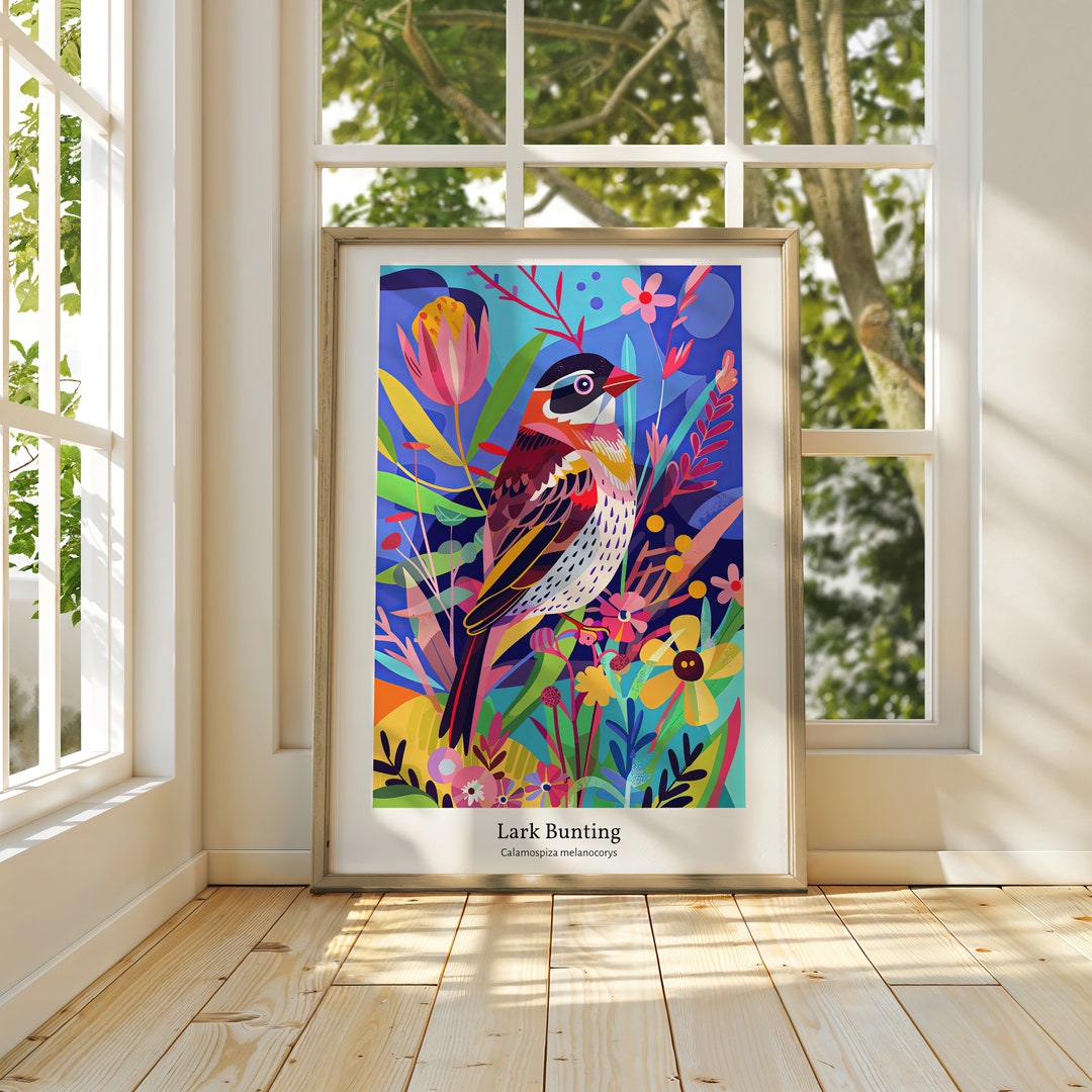 COLORADO State Bird, Lark Bunting, Colorful Wall Art Poster - Museum ...