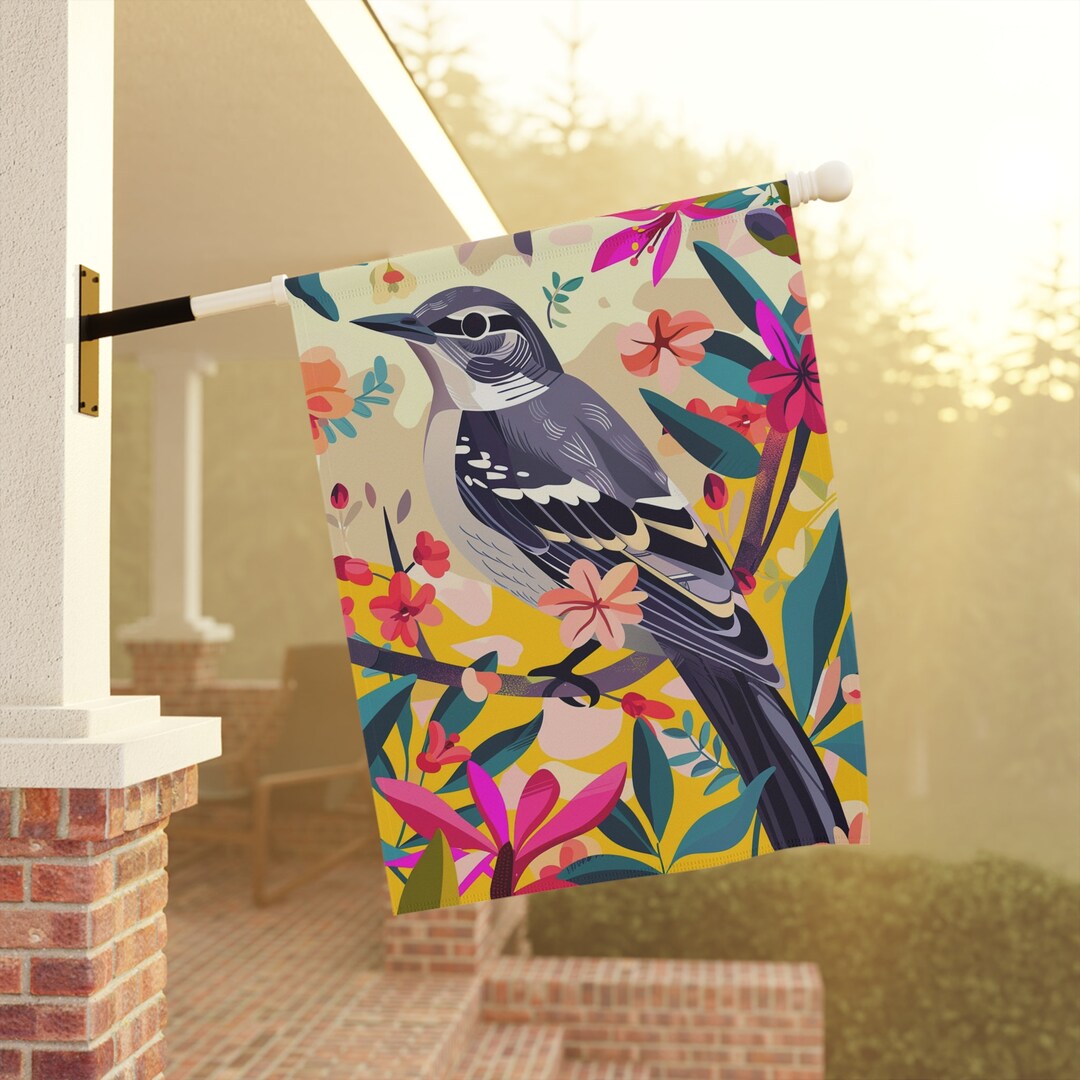 Texas Mockingbird Garden Flag: Colorful State Bird Banner - Etsy