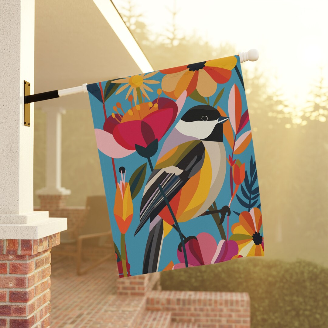 Massachusetts State Bird, Black-capped Chickadee, House & Garden Flag ...