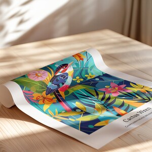 ARIZONA State Bird, Cactus Wren, Colorful Wall Art Poster - Museum ...