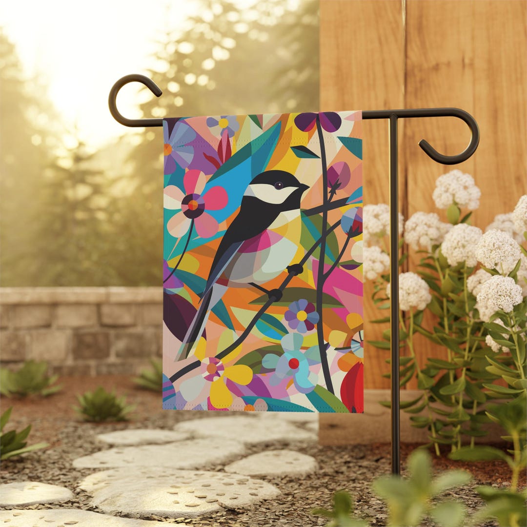 Massachusetts State Bird, Black-capped Chickadee, House & Garden Flag ...