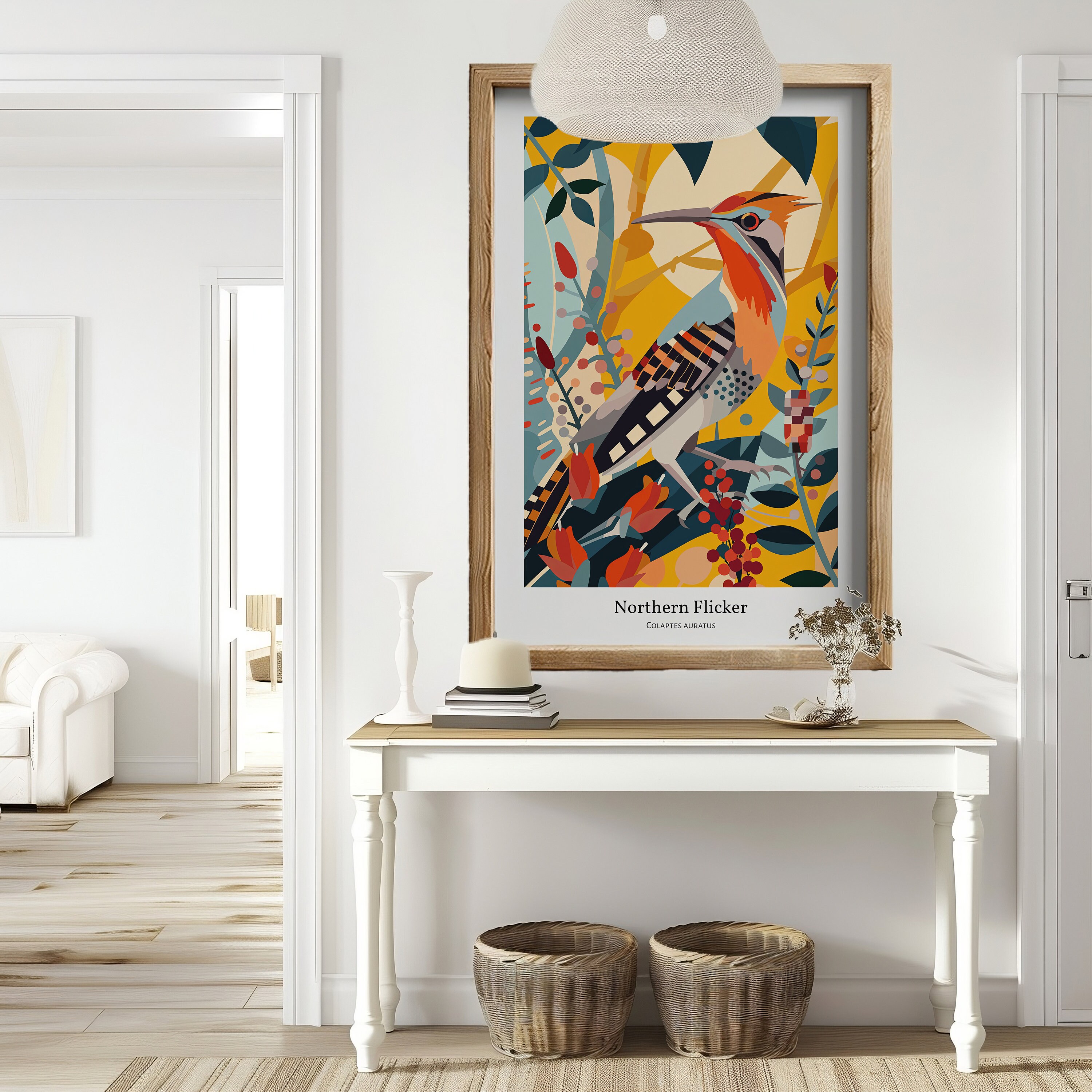 Alabama State Bird, Northern Flicker, Colorful Wall Art Poster, Museum Grade Print, Vibrant Home ...