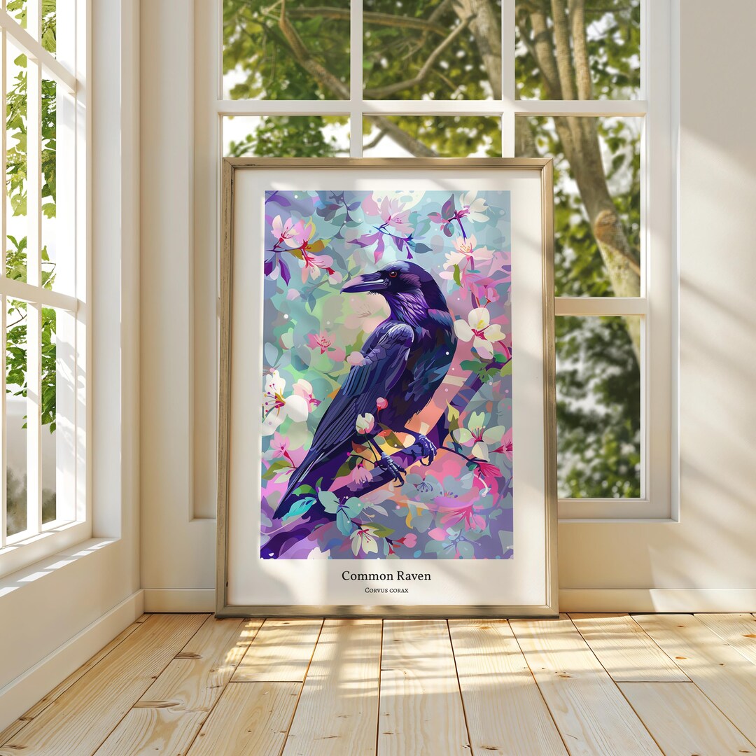 Common Raven Wall Art, Colorful Wall Art Poster Museum Quality Print ...