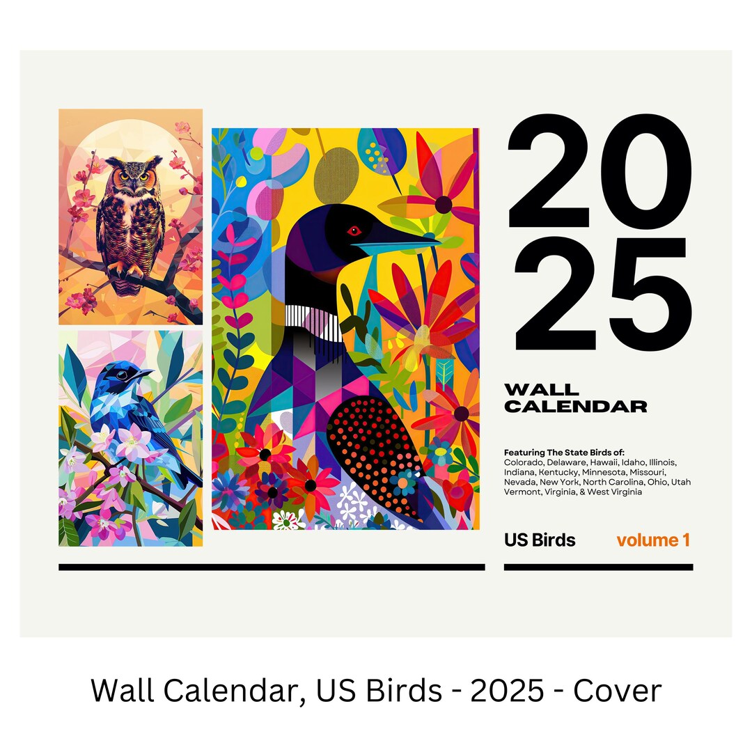 2025 US State Bird Wall Calendar: Volume 1, Colorful Illustrations - Etsy