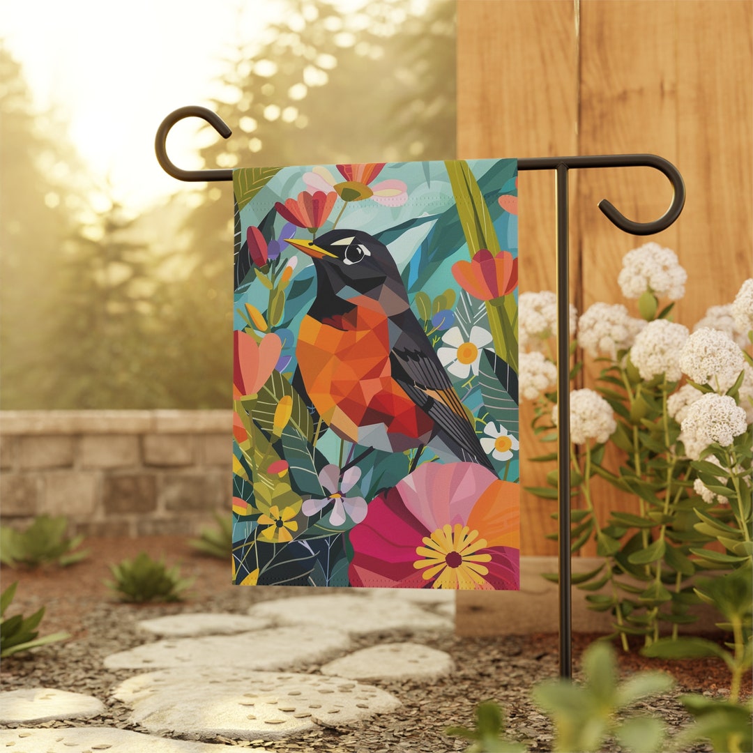 Connecticut State Bird, American Robin, House & Garden Flag, Garden ...