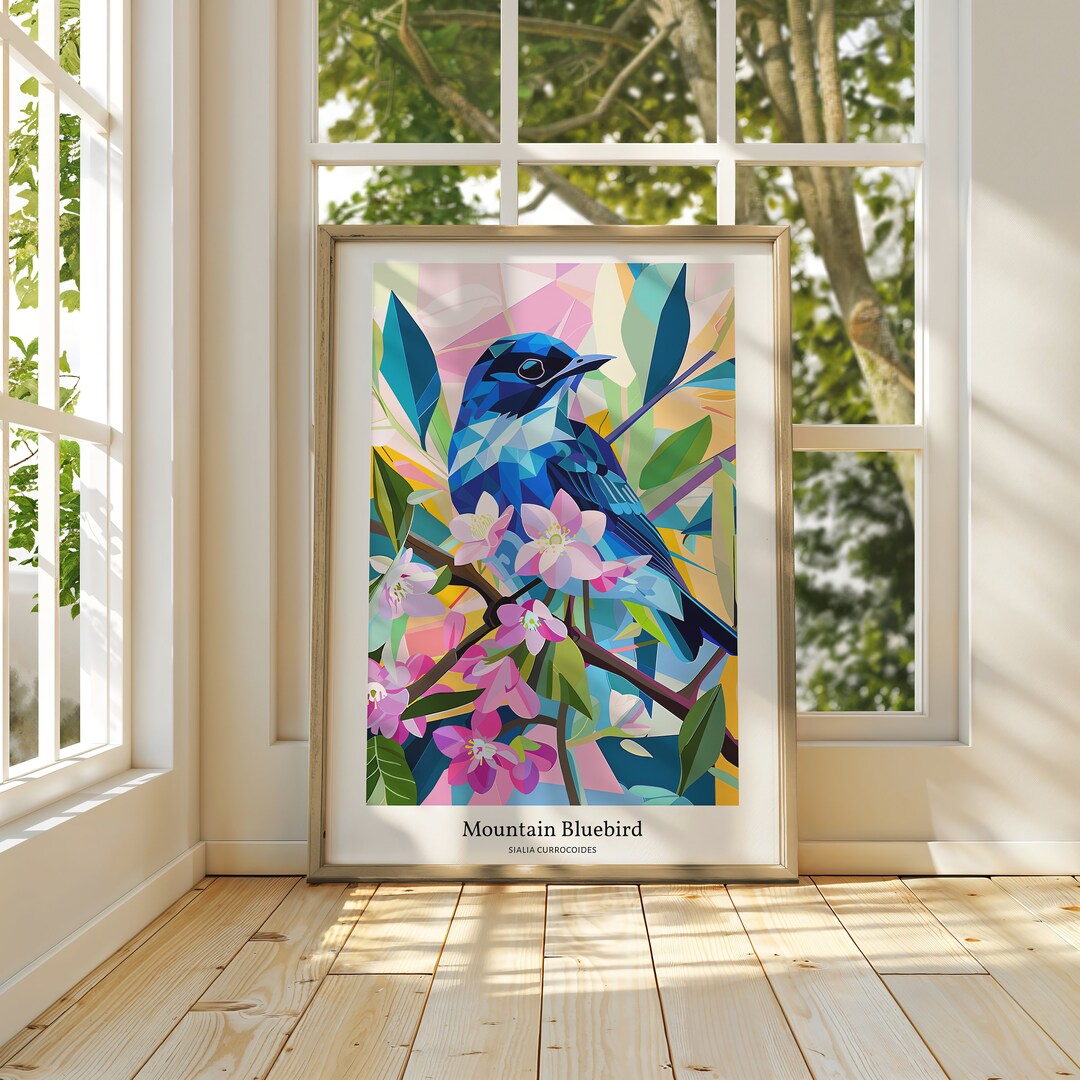 NEVADA State Bird, Mountain Bluebird, Colorful Wall Poster - Museum ...