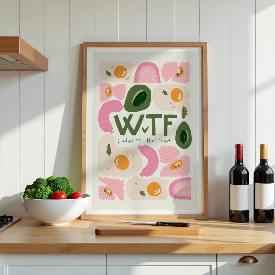 Vertical Poster, Funny Food Themed Poster, WTF, Where's the Food ...