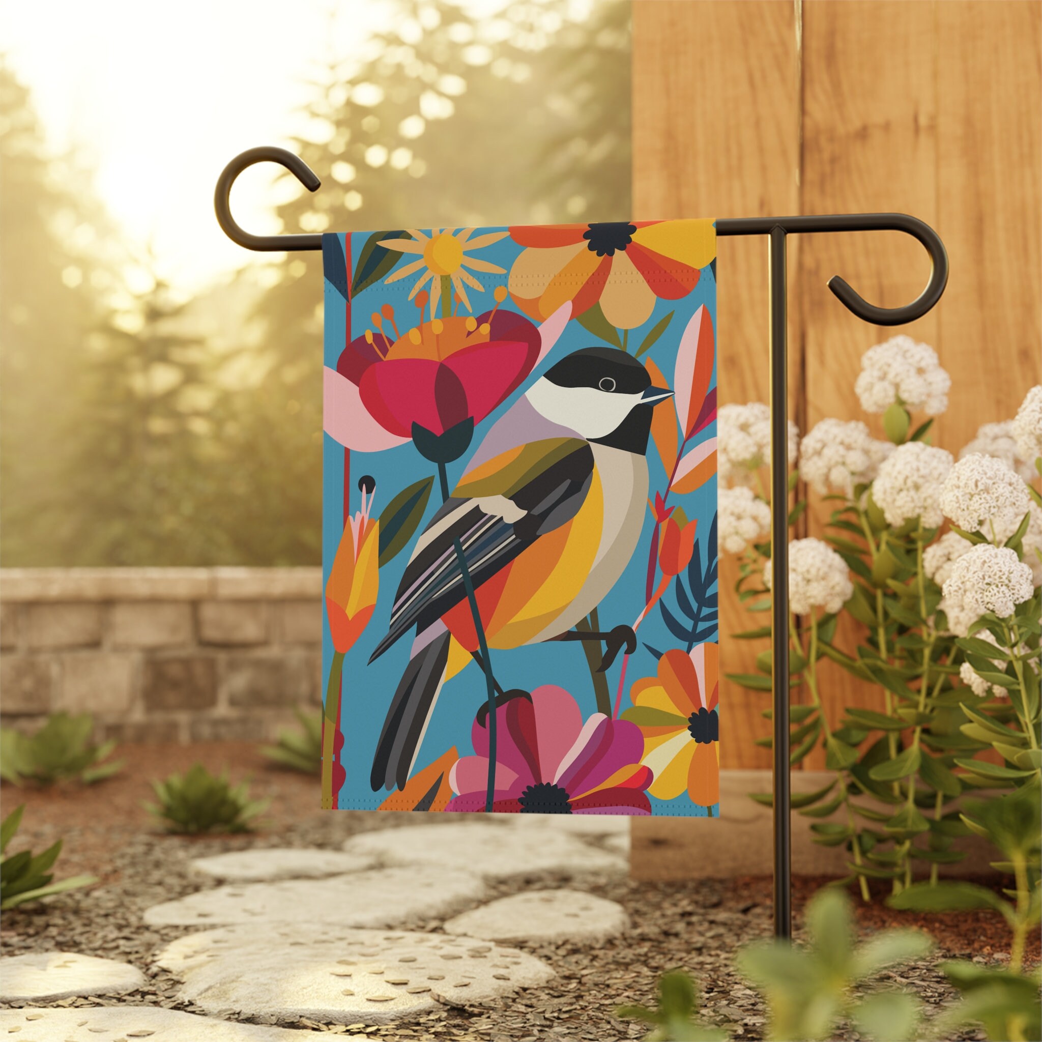 Massachusetts State Bird, Black-capped Chickadee, House & Garden Flag ...