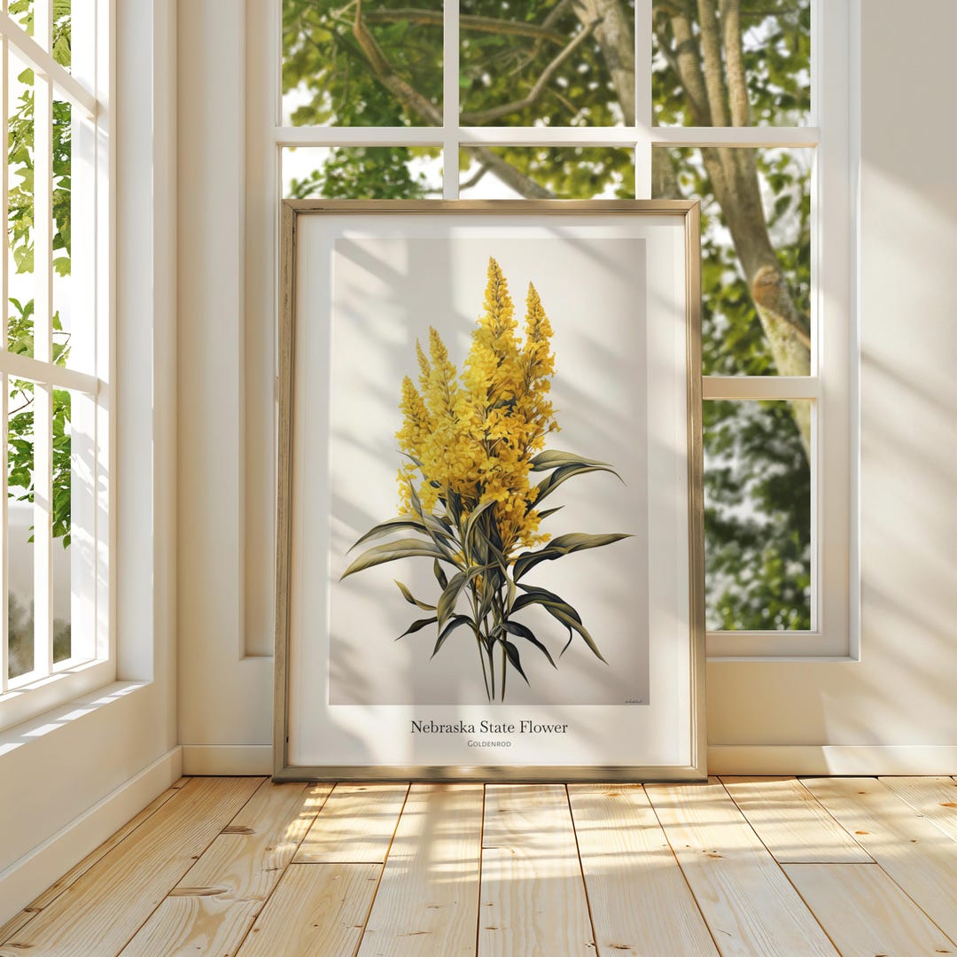 NEBRASKA State Flower, Goldenrod Wall Art Poster, Matte Vertical ...