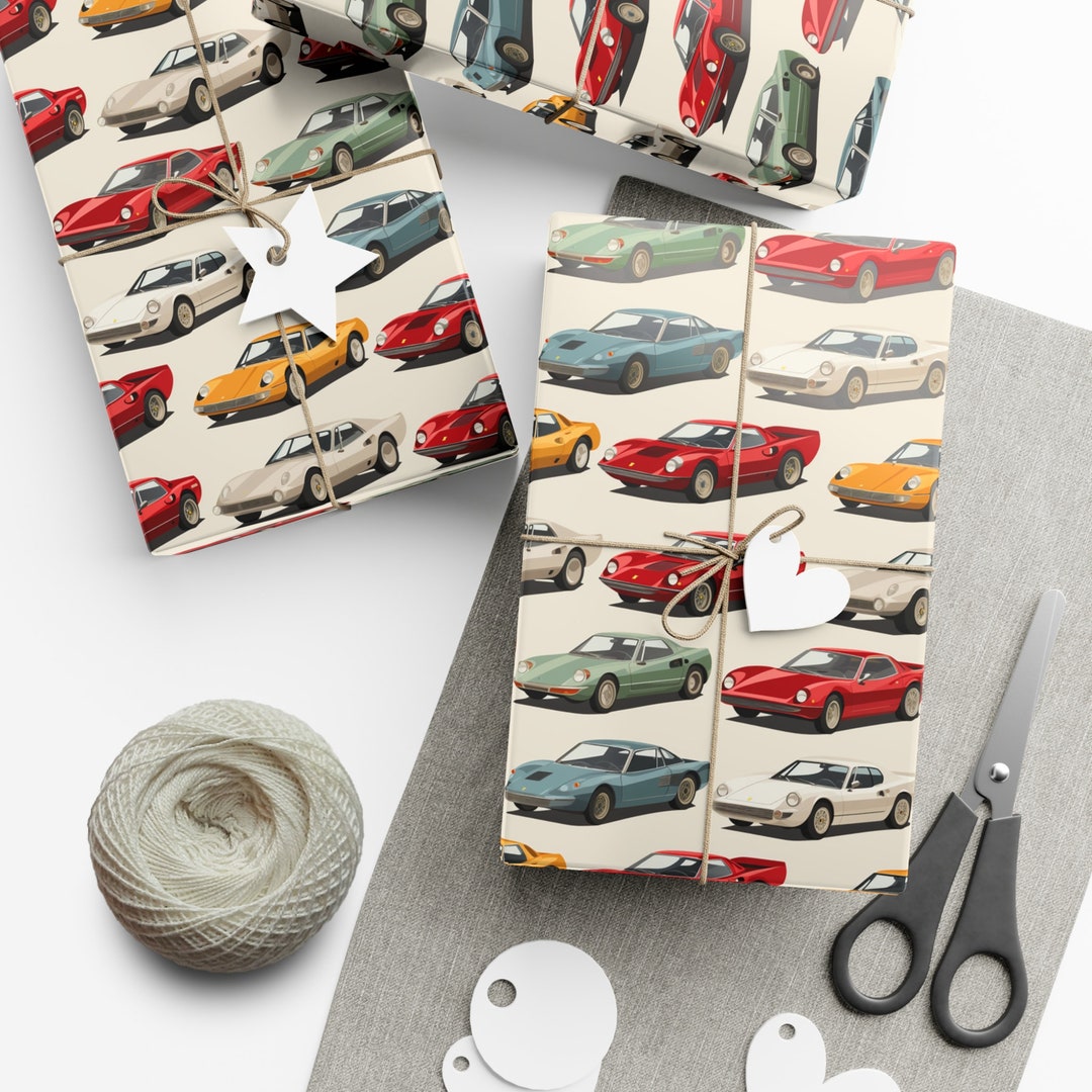 Retro Ride: Classic Sports Car Wrapping Paper, 3 Sizes - Etsy