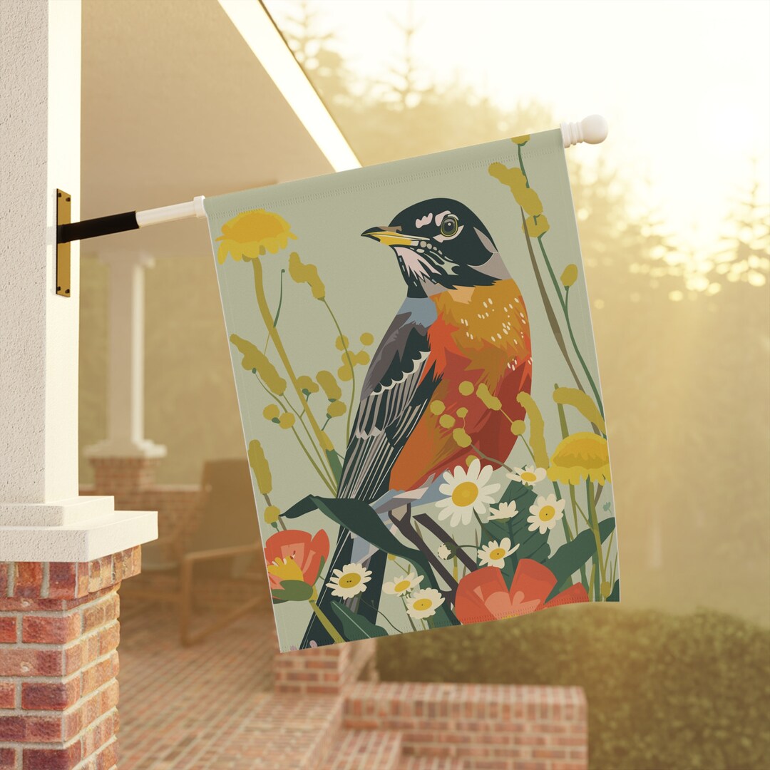 Michigan State Bird, American Robin, House & Garden Flag, Garden Banner ...