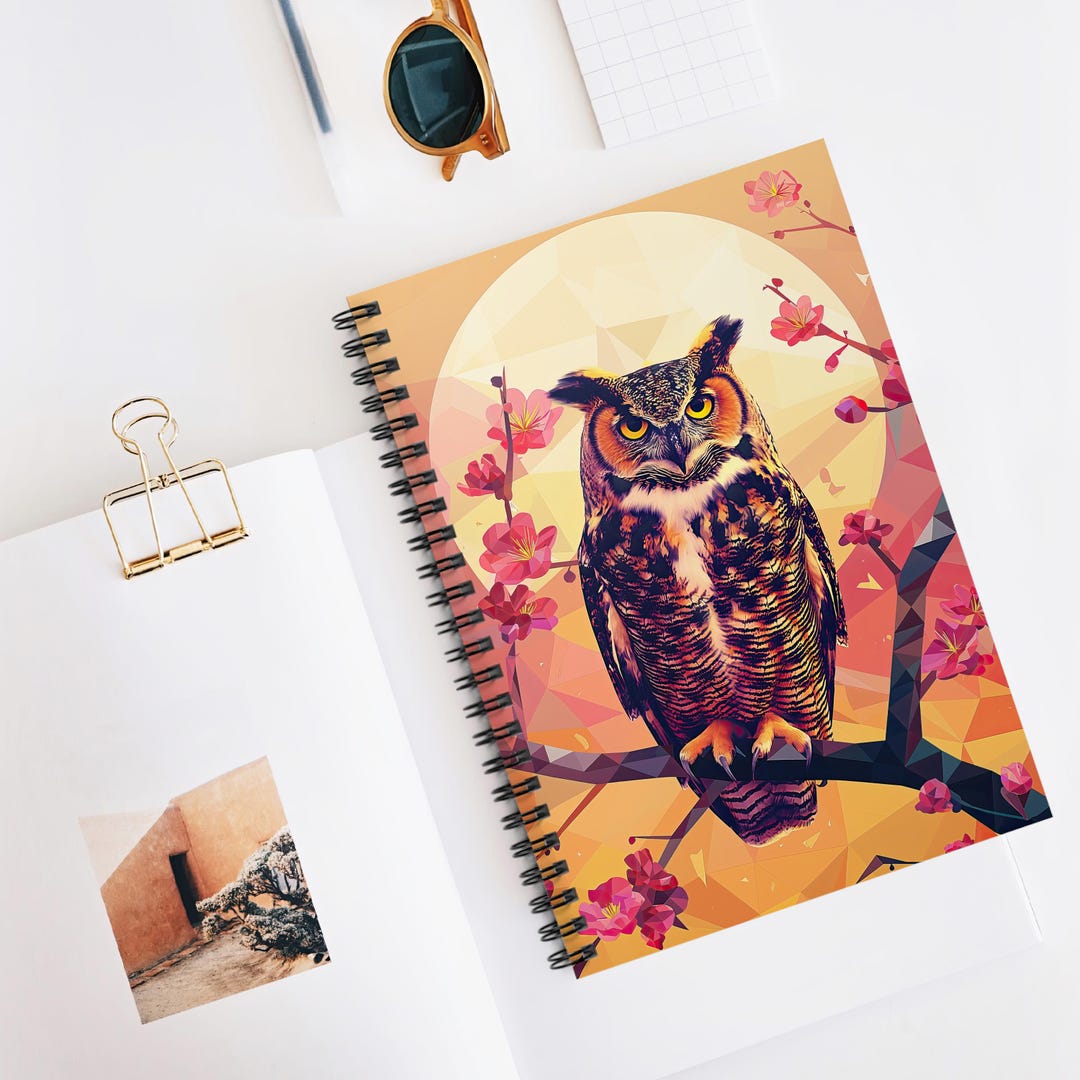 Great Horned Owl, Spiral Notebook - Ruled Line, Note Taker, Doodling ...
