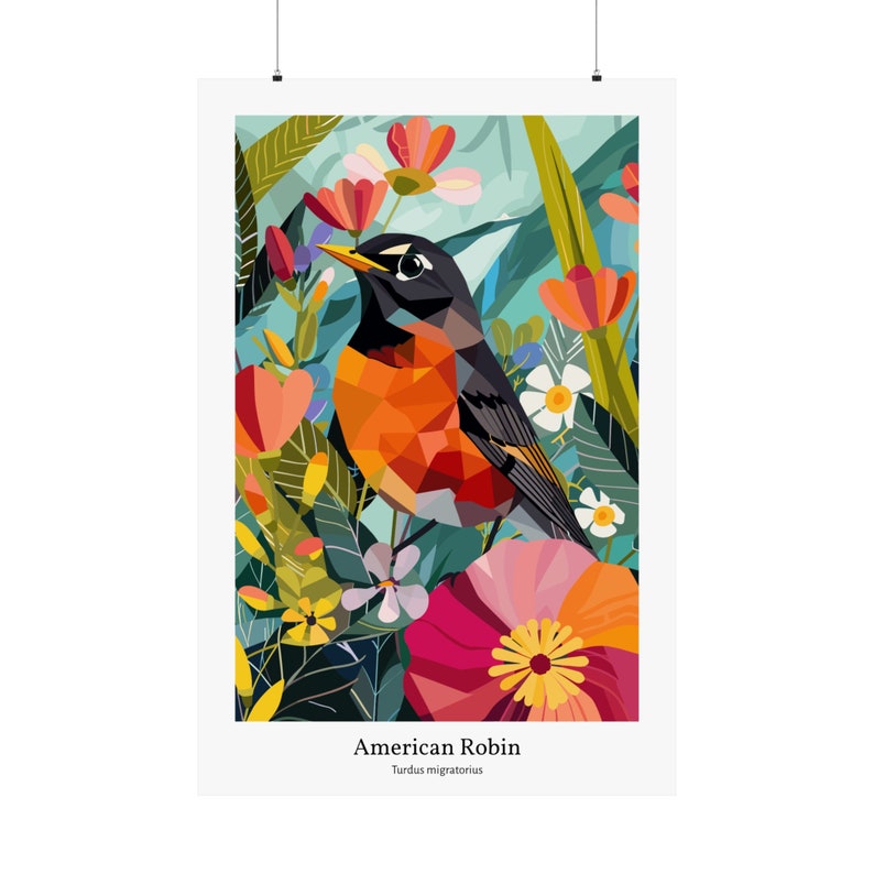Michigan State Bird, Colorful Wall Art Poster American Robin Museum ...
