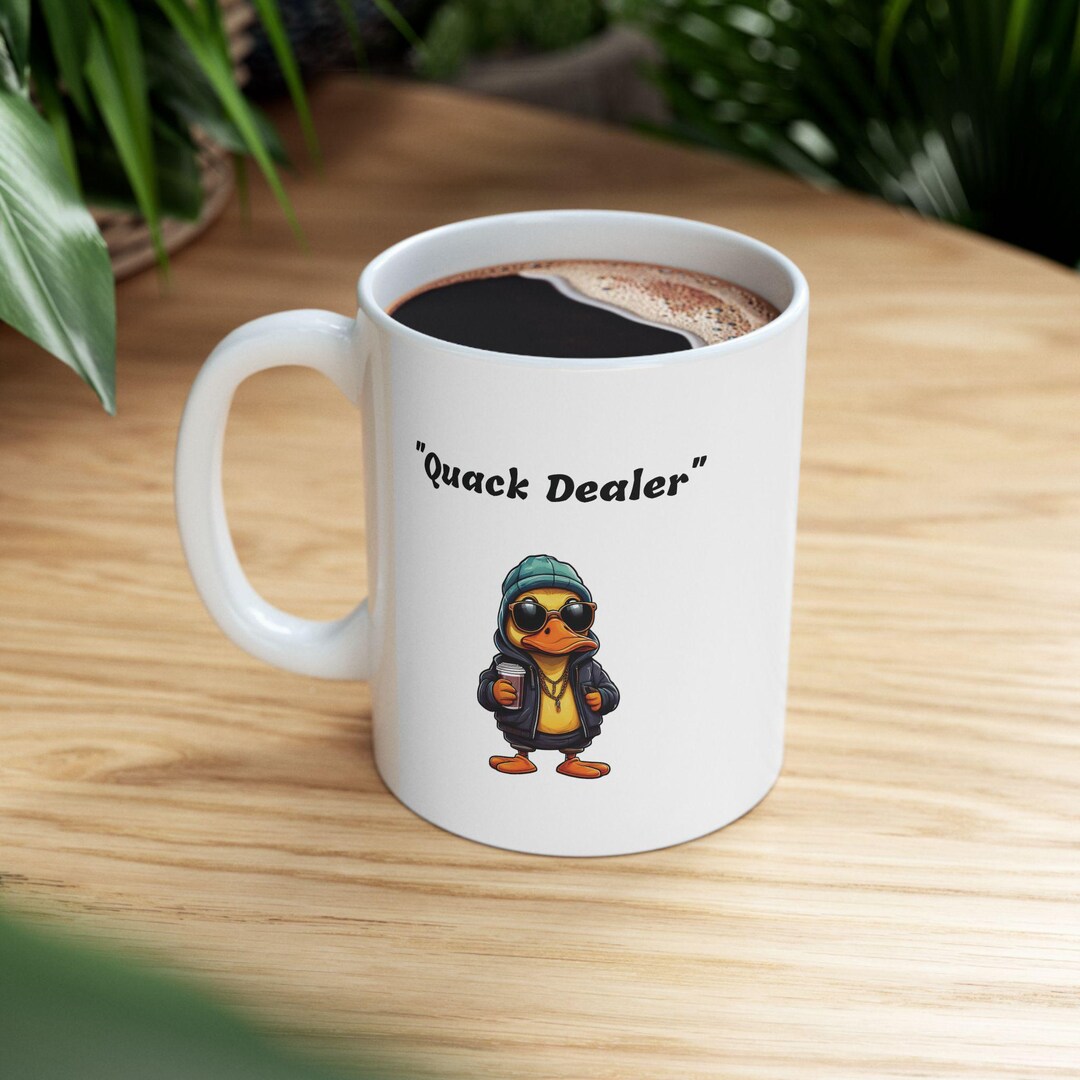 A "quack Dealer" Ceramic Mug, Funny Gangster Duck Coffee Cup, Novelty ...