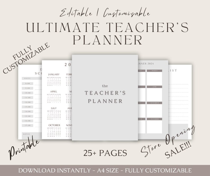 EDITABLE Teacher Planner | Digital Teacher Planner | Fully Customisable ...