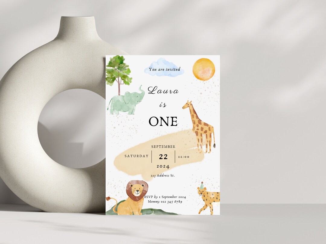 EDITABLE Safari Animal Invite | Animals Birthday Invite | Stylish ...