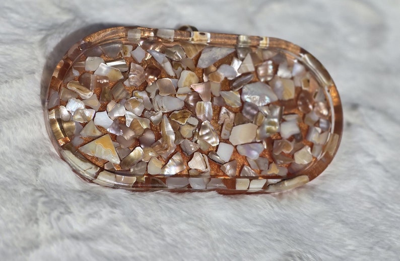 Handmade Resin Trinket Tray: Natural Seashells, Cottage Core Decor (7x4 ...