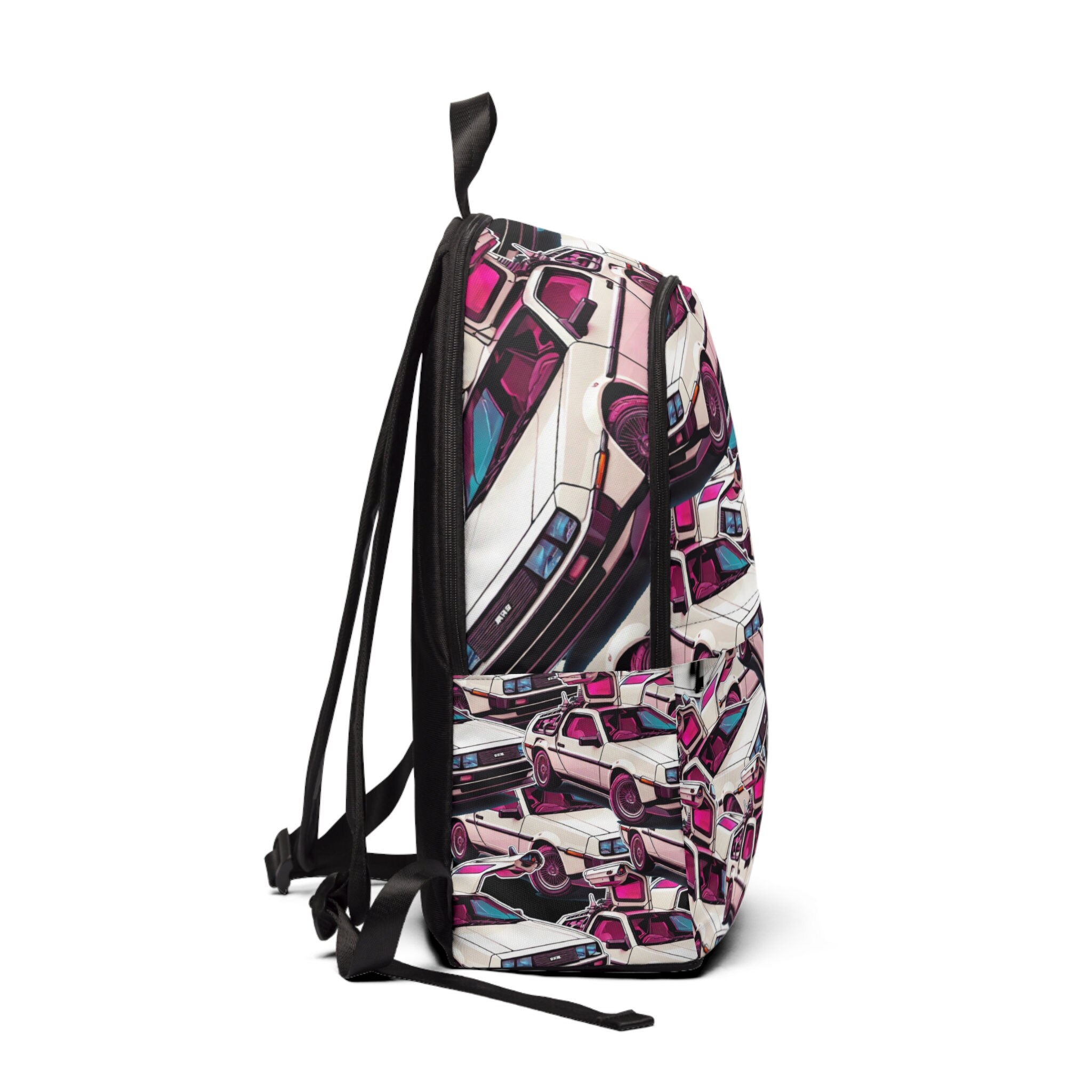 Retro 80's Synthwave Delorean Collage Unisex Fabric Backpack - Etsy