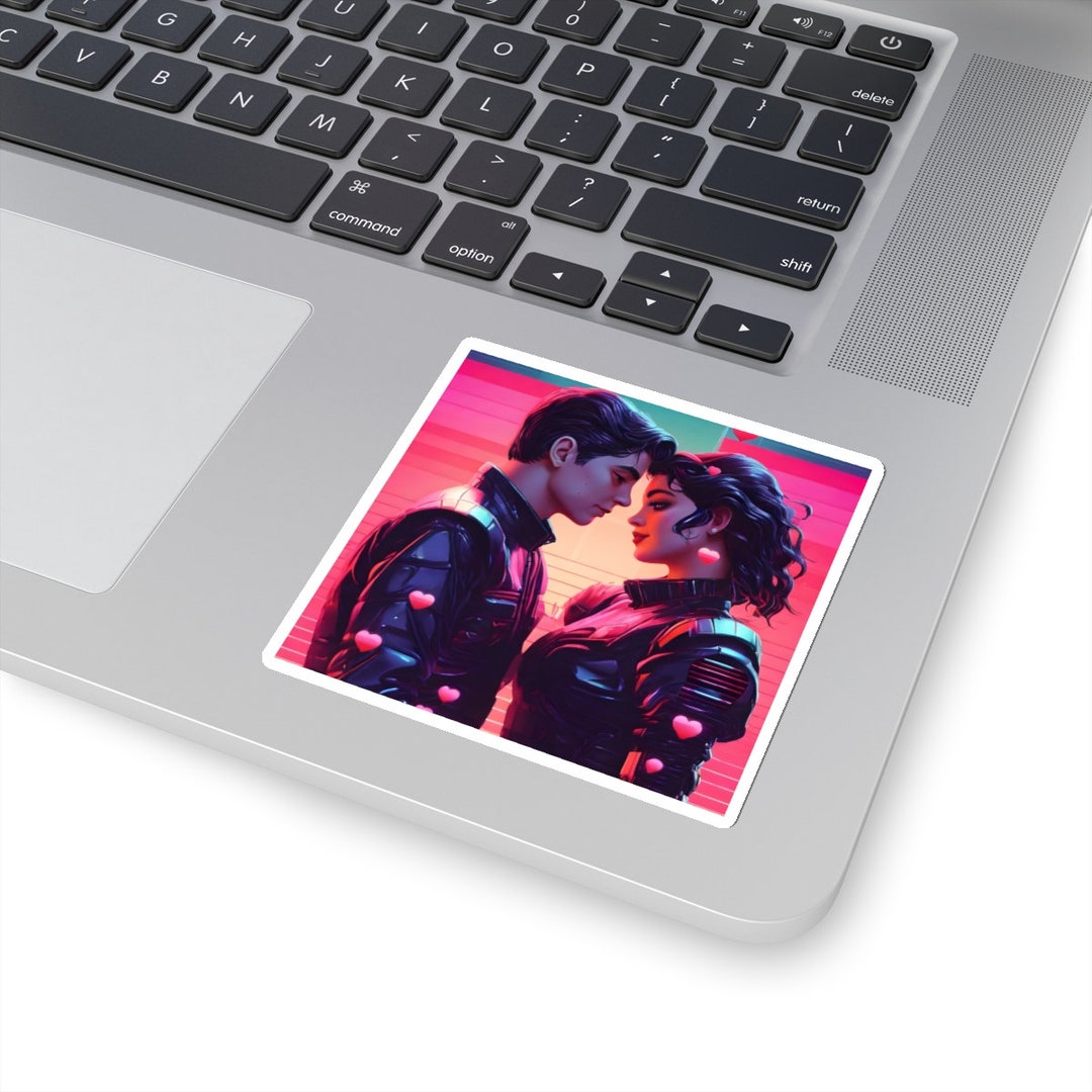 Retro Synthwave Couple Valentines Day Heart Sticker - Etsy