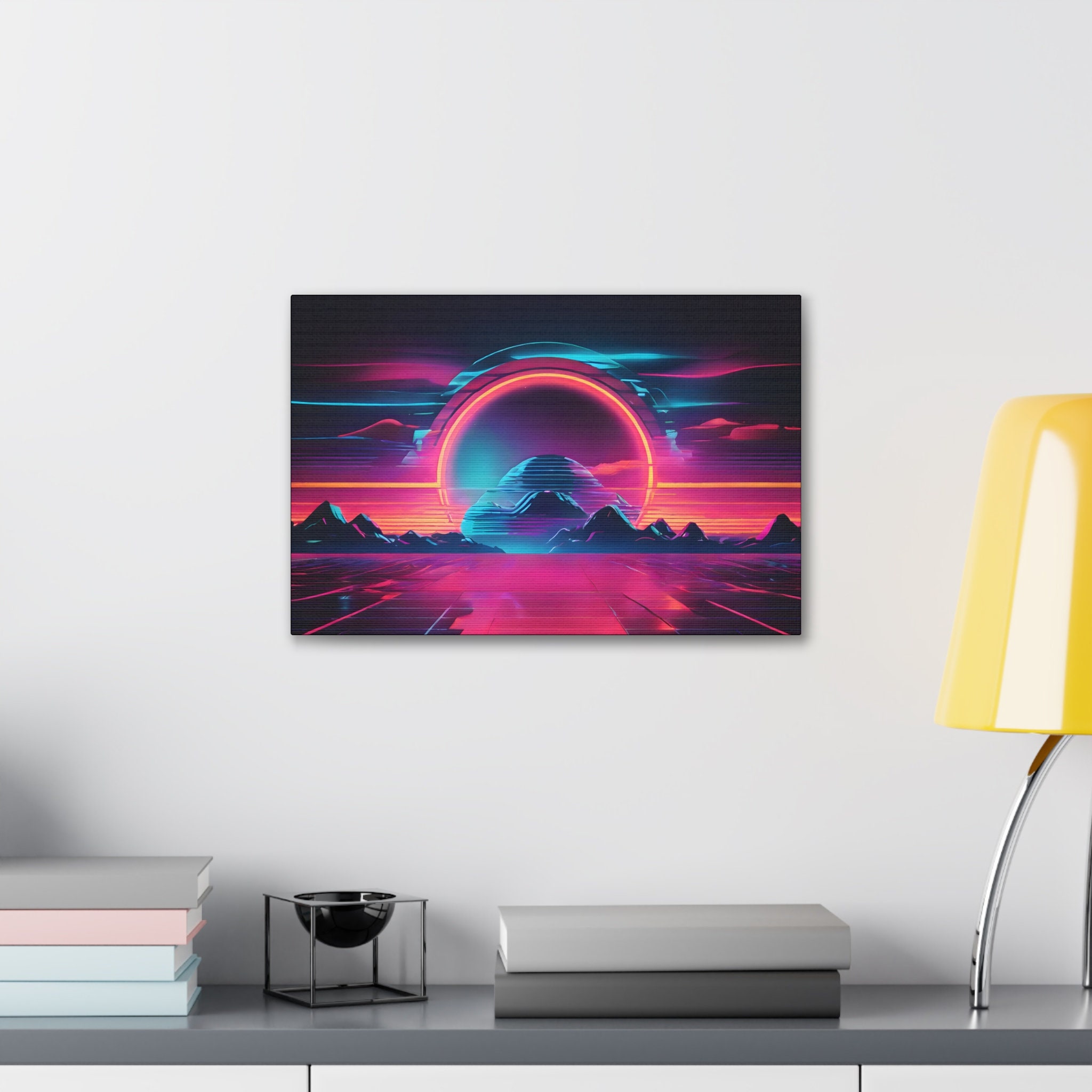 Retro 80s Synth Wave Canvas - Etsy