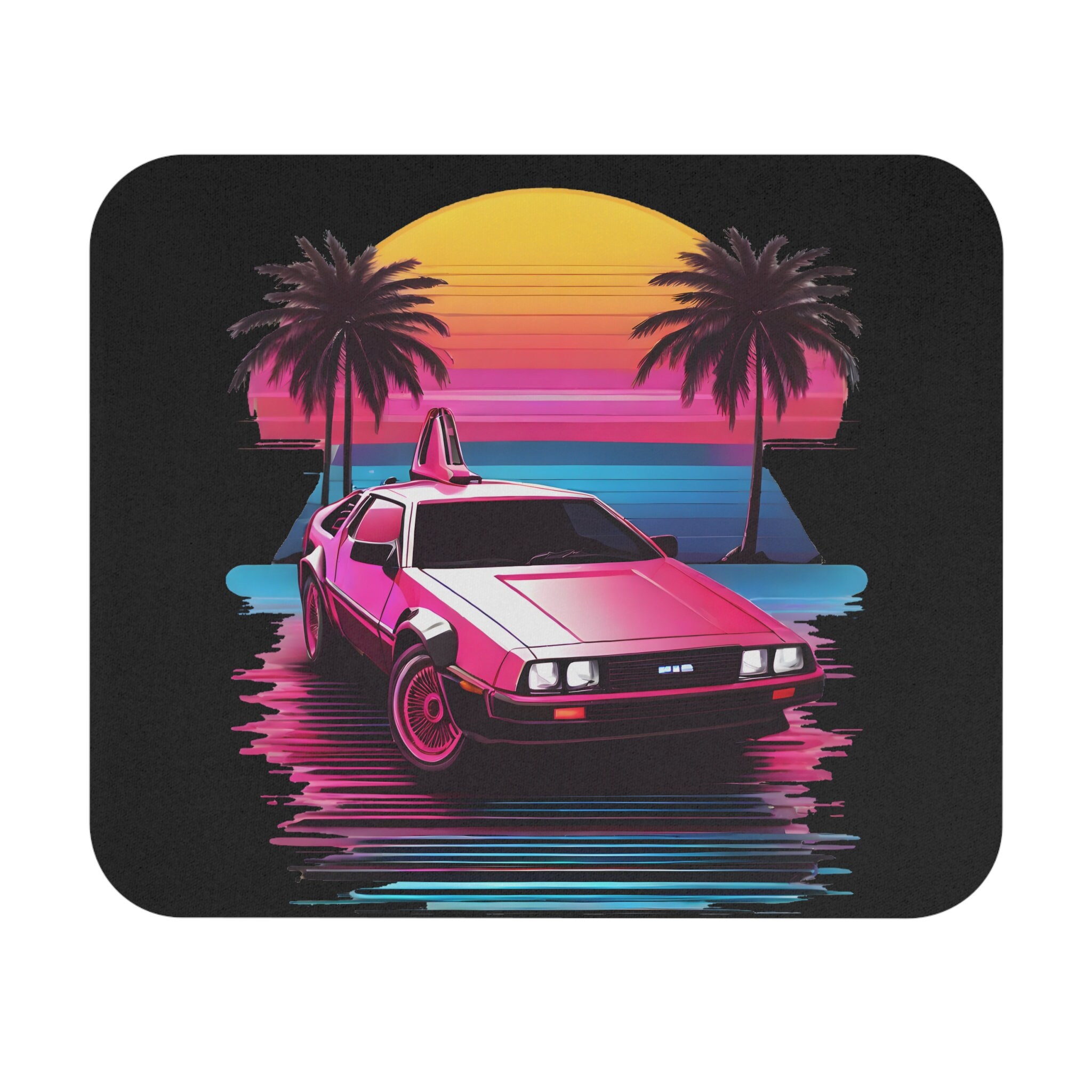 Retro Synthwave Delorean Car Tropical Sunset Mouse Pad rectangle - Etsy