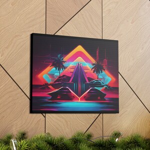 Retro 80s Synth Wave Canvas - Etsy
