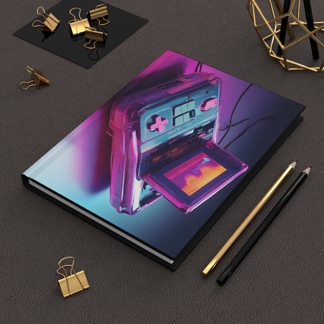 Retro Synthwave Style Game Console Hardcover Journal Matte - Etsy