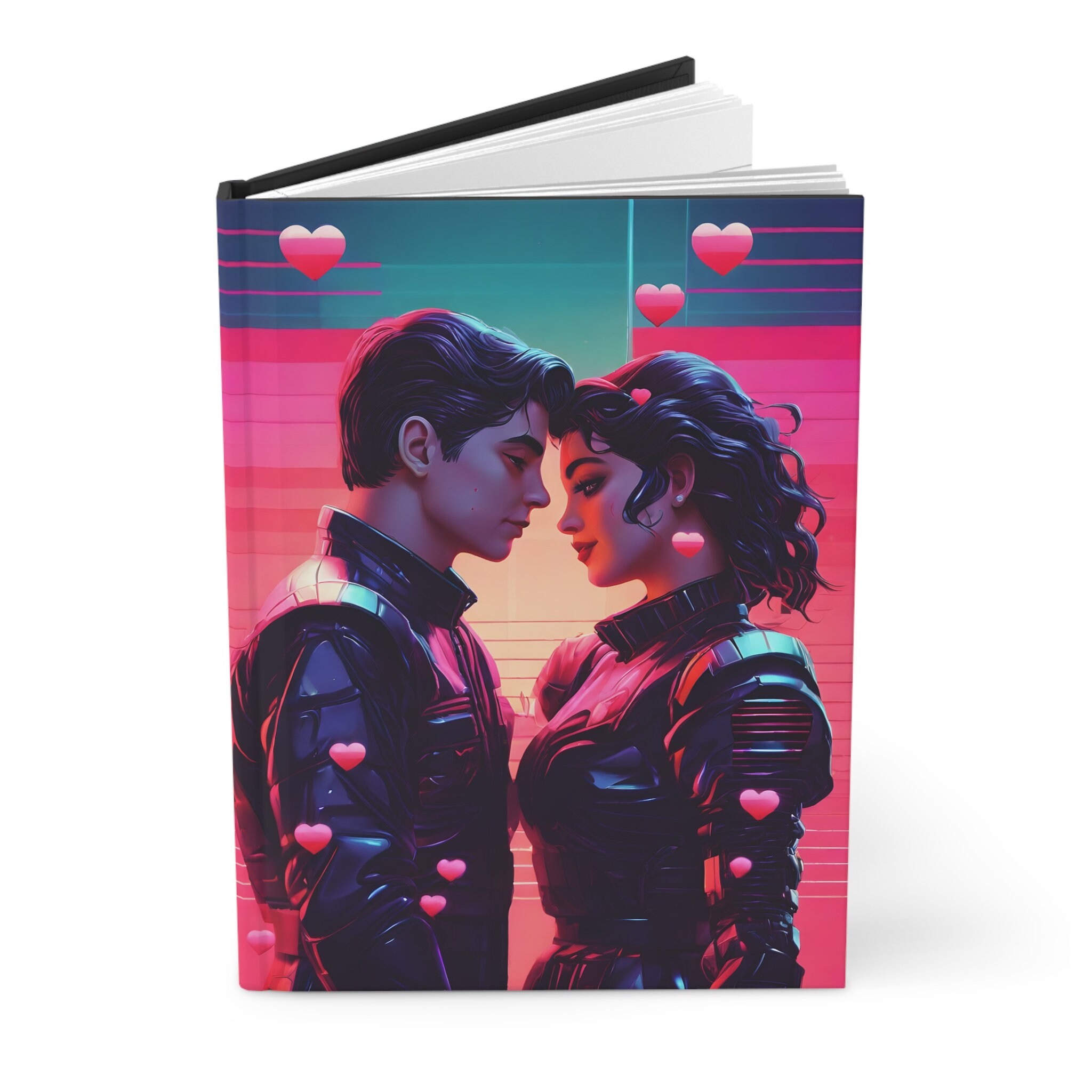 Retro Synthwave Couple Valentines Day Heart Hardcover Journal Matte - Etsy