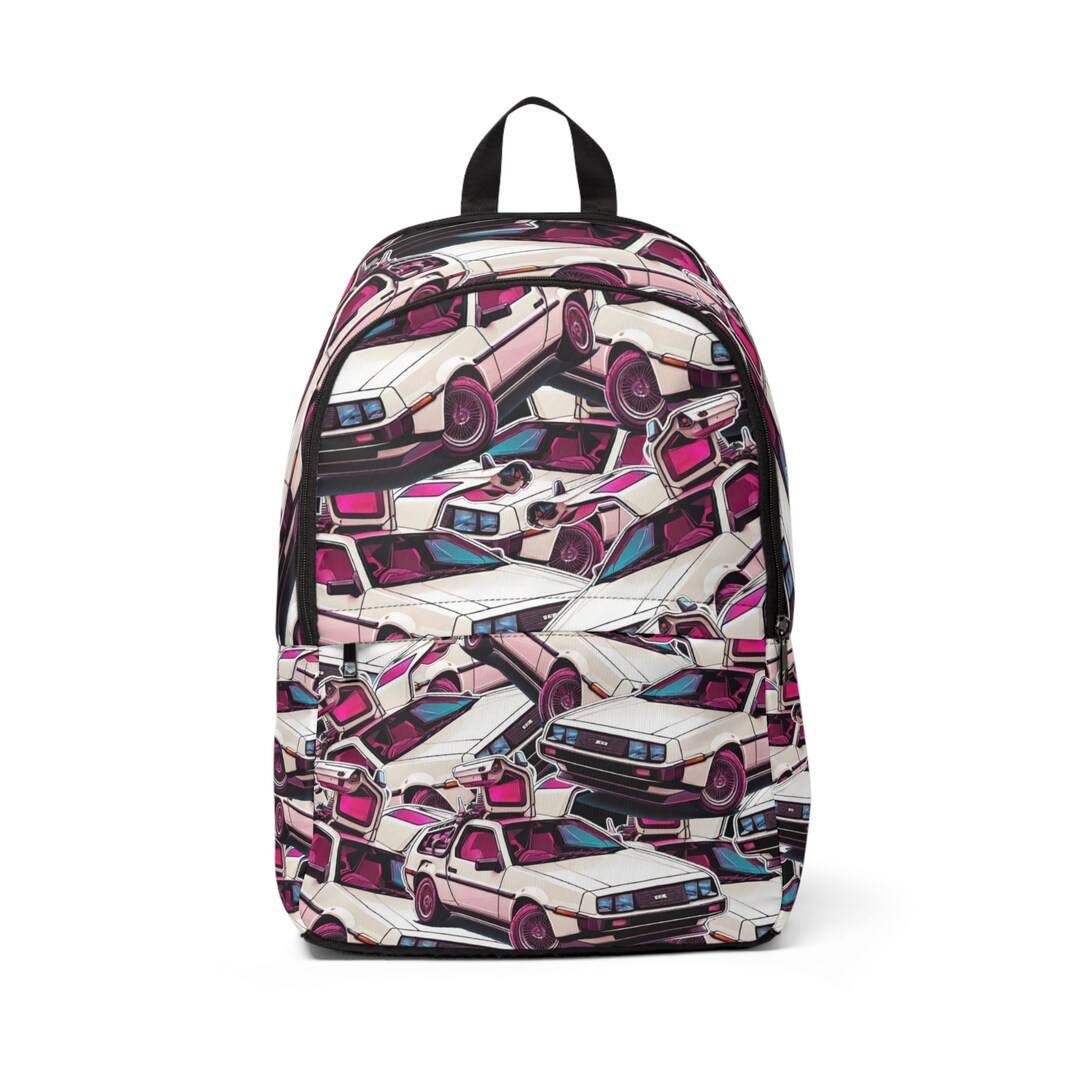 Retro 80's Synthwave Delorean Collage Unisex Fabric Backpack - Etsy