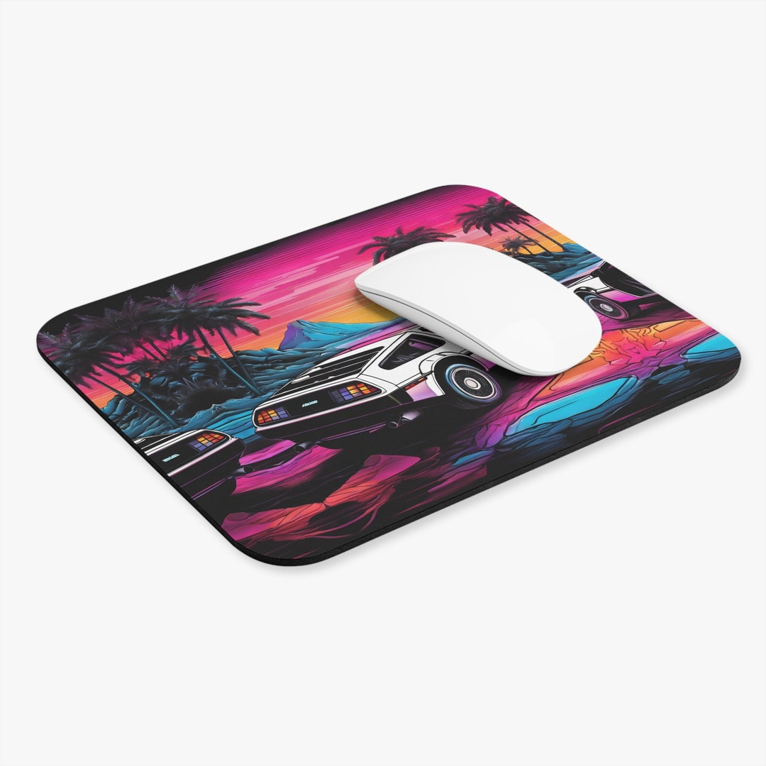Retro 80s Synthwave Style Delorean Mouse Pad rectangle - Etsy