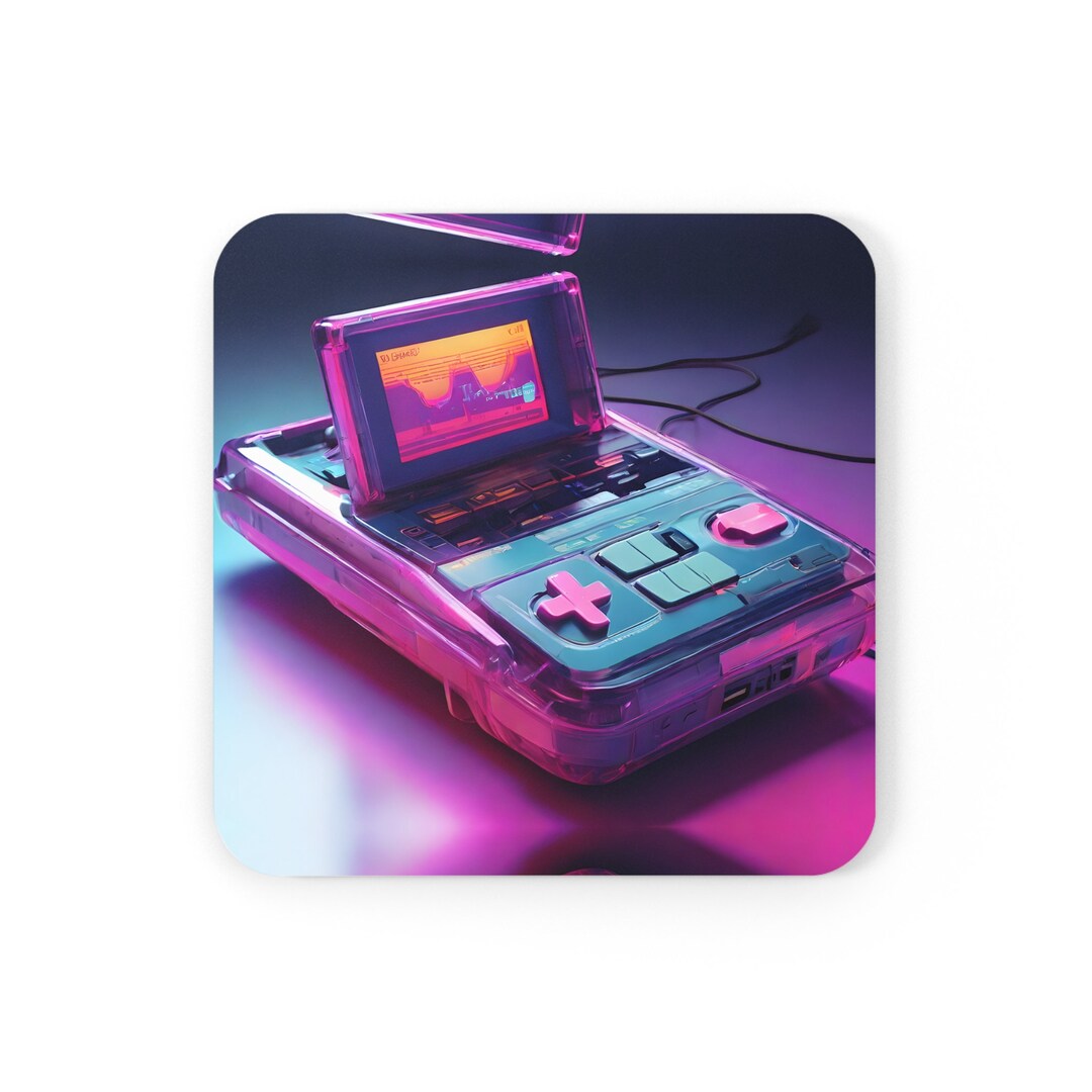 Retro Synthwave Game Console Corkwood Coaster Set - Etsy