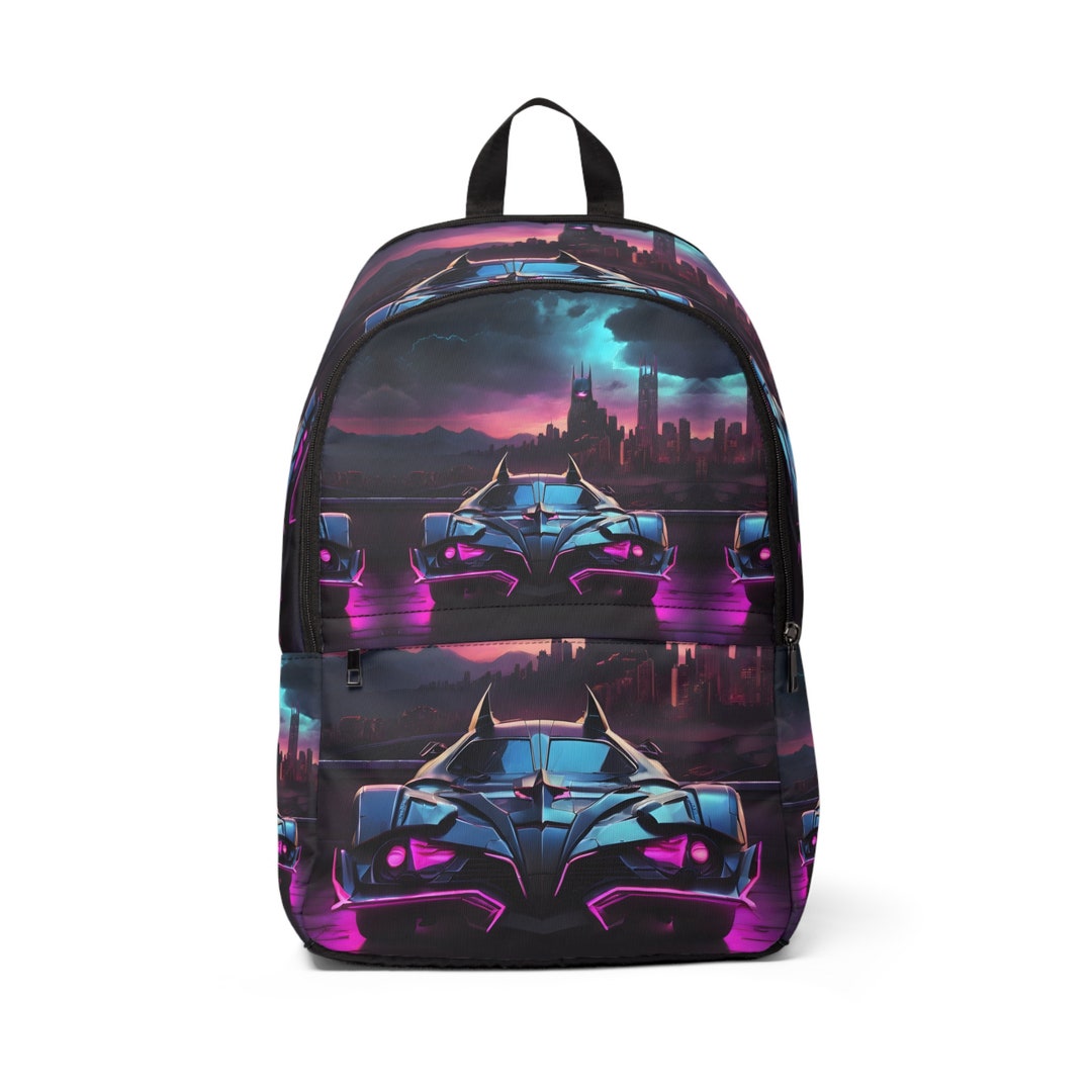 Retro Synthwave Neon Batman Batmobile Inspired Style Unisex Fabric ...