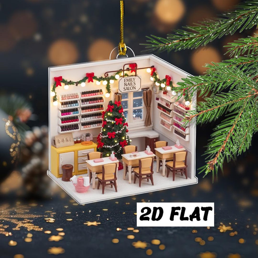 Personalized Nail Salon 2D Flat Ornament, Nail Spa Ornament, Christmas ...