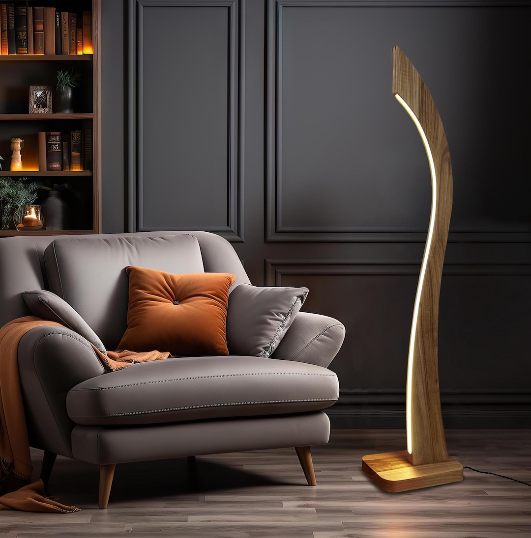Wooden Floor Lamp for Living Room,dimmable Warm Light Floor Lamp ...