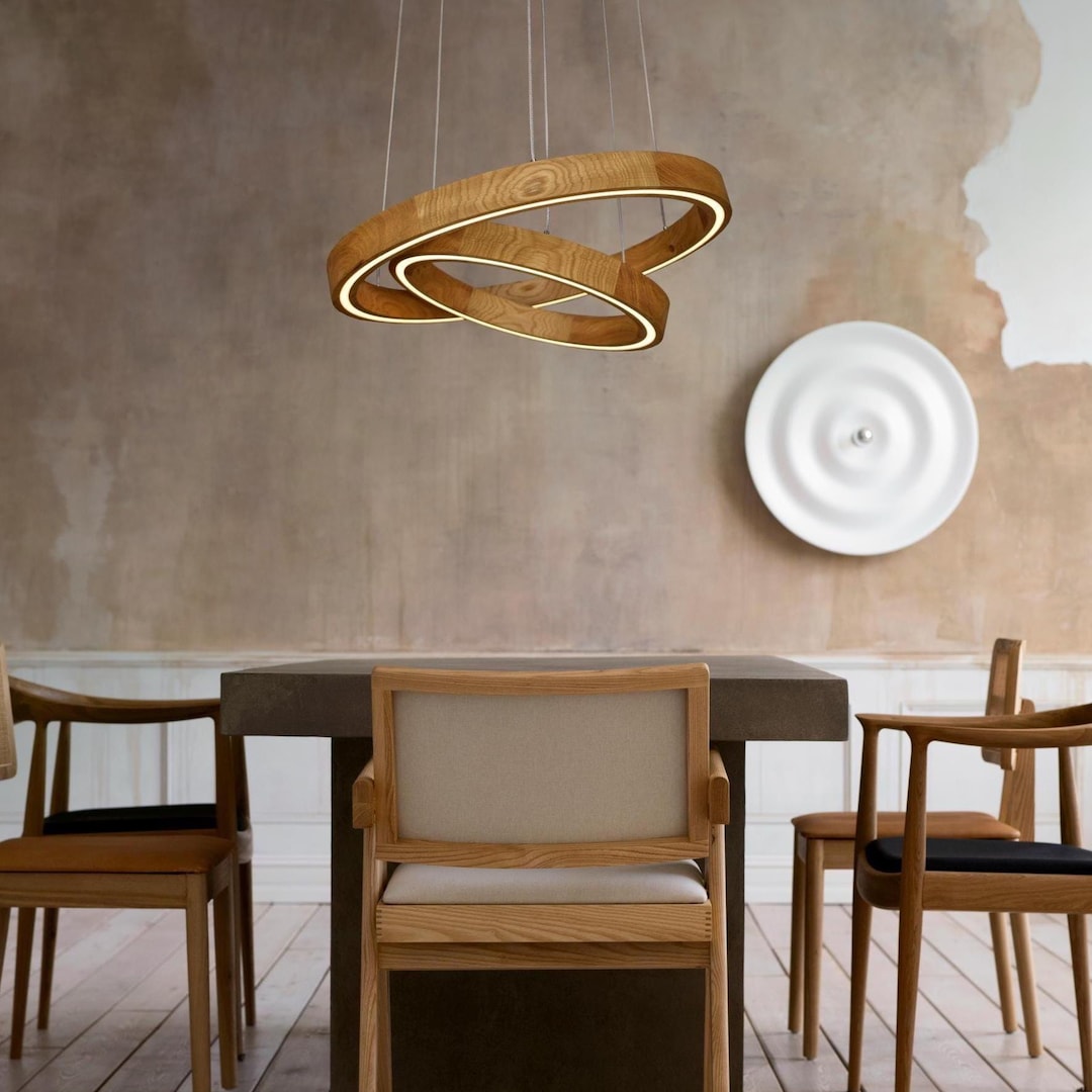 Round Pendant Light for Dining Room,wooden Lighting,kitchen Island ...