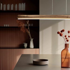 Linear Wooden Hanging Lamp Chandelier,wood Ceiling Led Lamp,dining Room ...