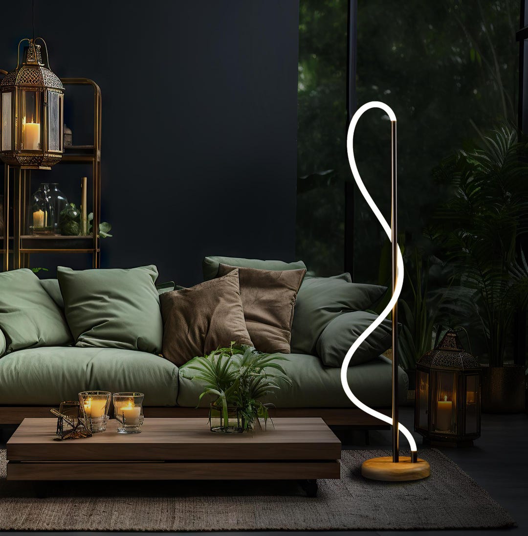 Wooden Floor Lamp for Living Room,dimmable Warm Light Floor Lamp ...