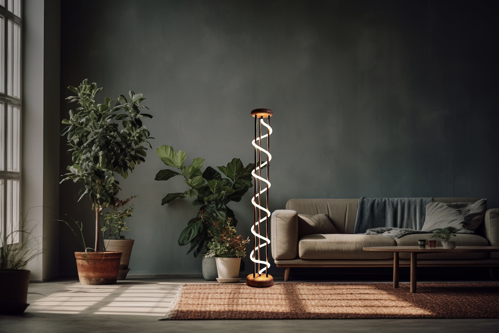 Wooden Floor Lamp for Living Room,dimmable Warm Light Floor Lamp ...